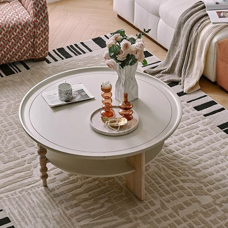 Household cream style solid wood coffee table 16.53 H x 31.49 L x 31.49 W